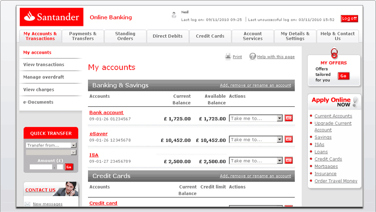 Santander Online Banking Demo