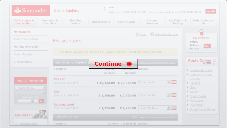 Santander Online Banking Demo