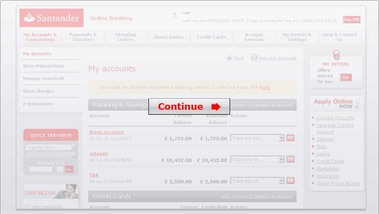 Santander Online Banking Demo