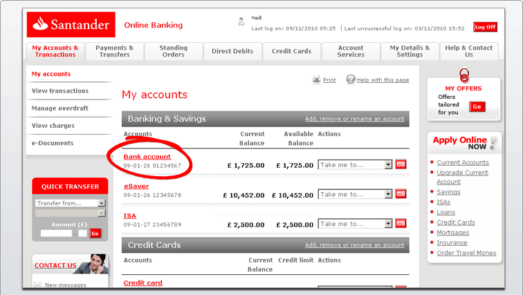 Santander Online Banking Demo