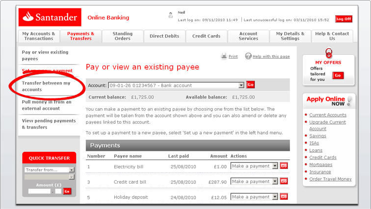 Santander Online Banking Demo