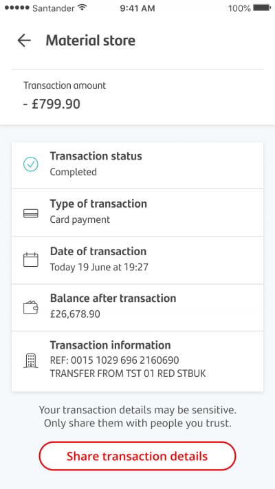 Sharing transaction details | Santander UK