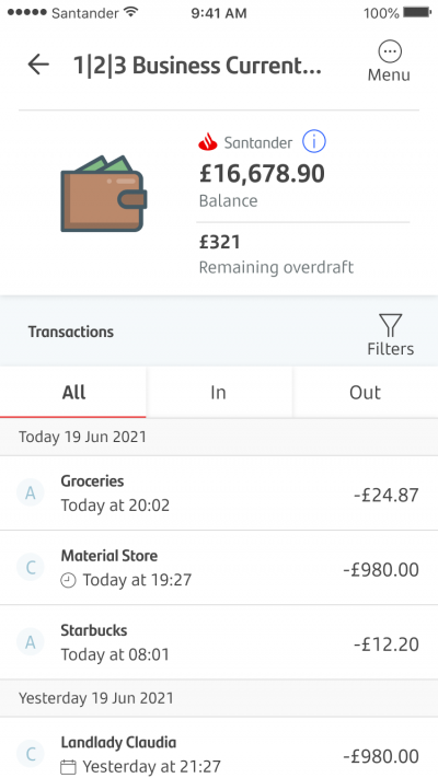 View and filter transactions | Santander UK