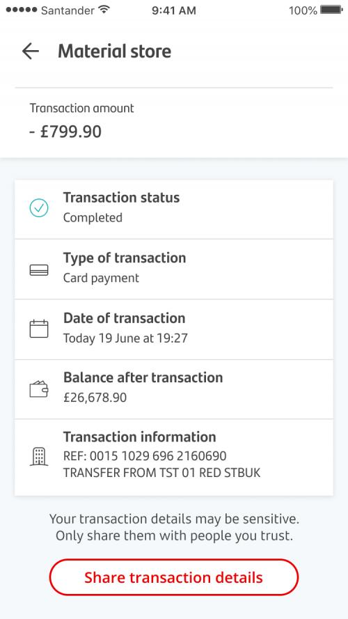 Sharing transaction details | Santander UK