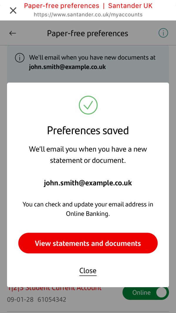 e-Documents and paper-free | Santander UK