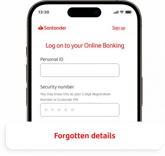 Trouble logging on | Santander UK