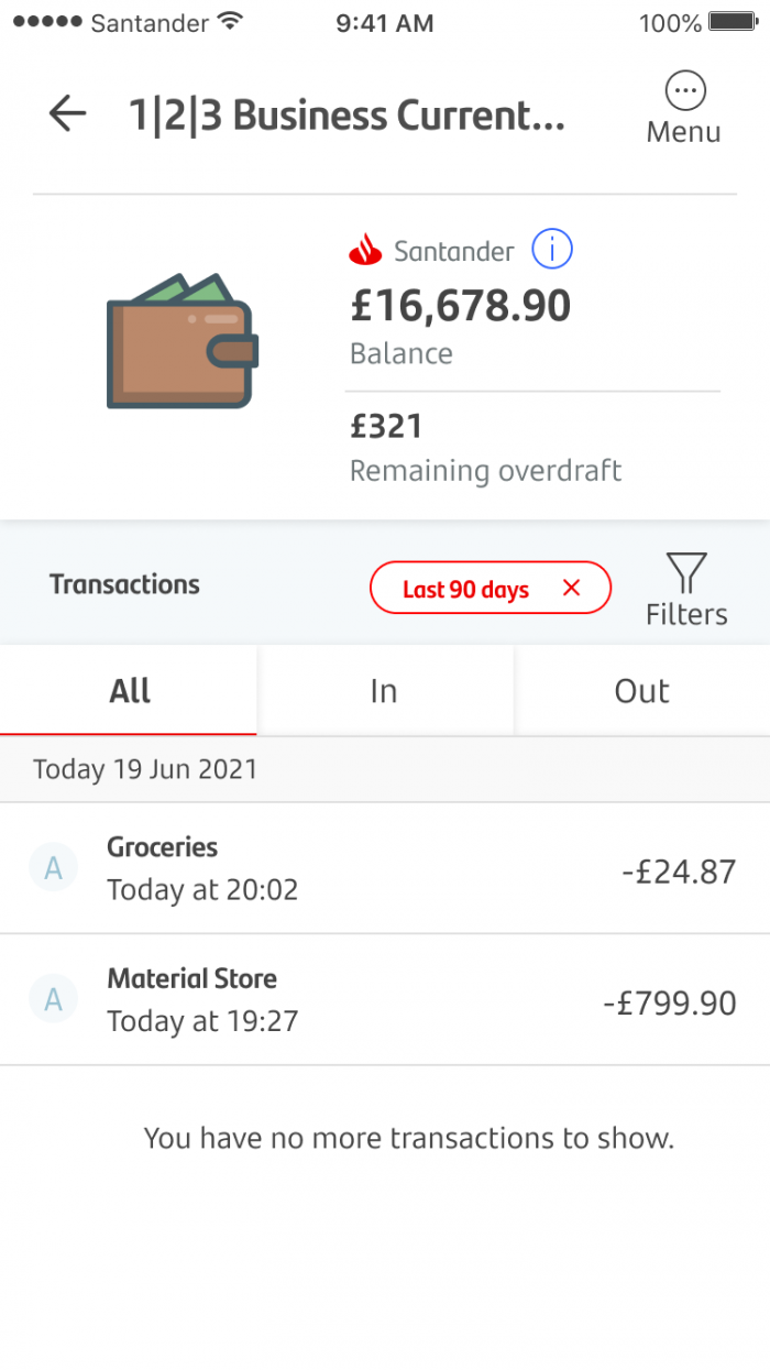 View and filter transactions | Santander UK