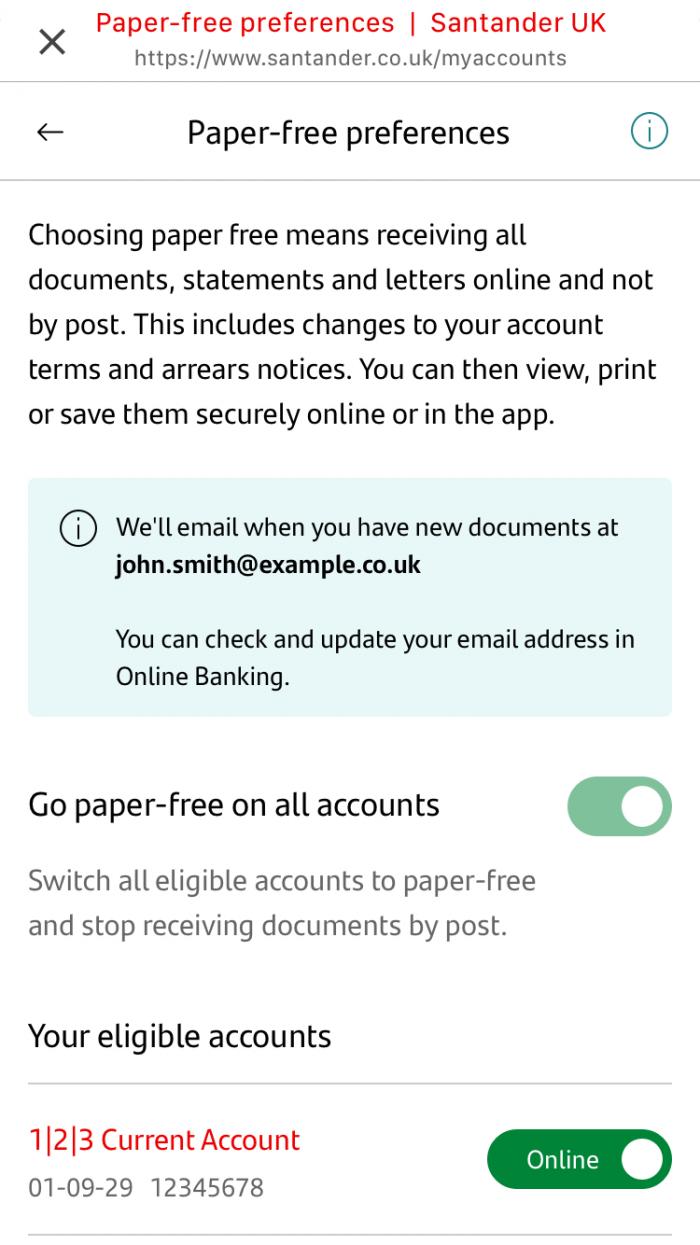 Paper free and e-Documents | Santander UK