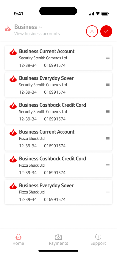 Sort accounts | Santander UK