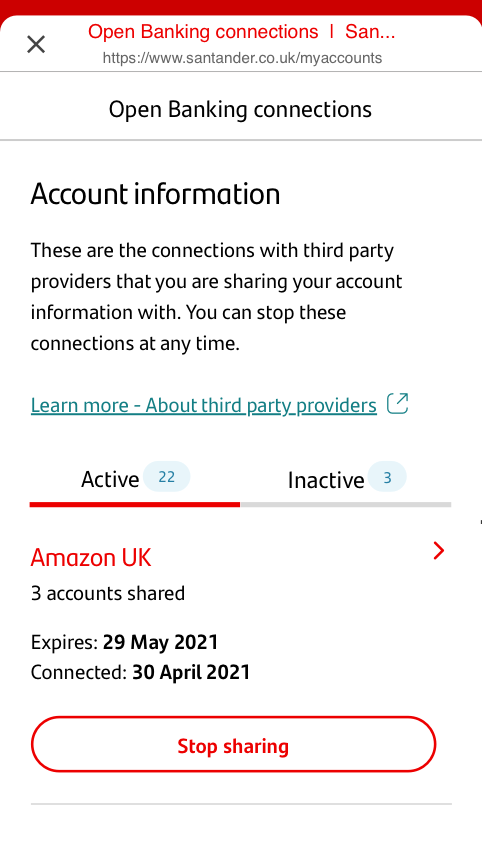 Manage Open Banking connections | Santander UK