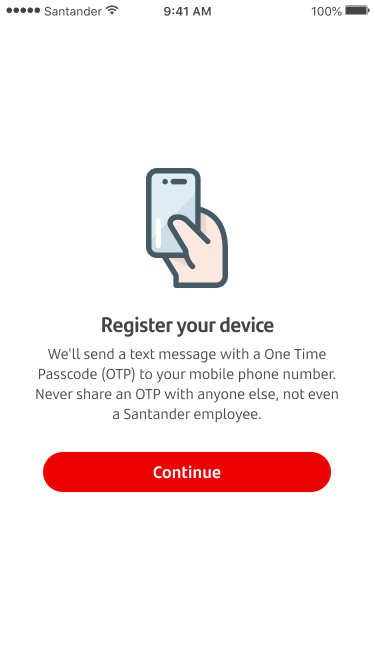 Register your device | Santander UK