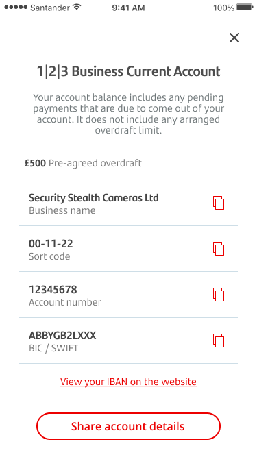 Share your account details | Santander UK