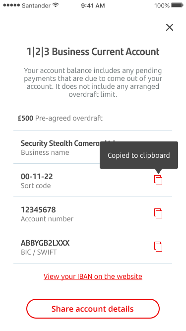 Share your account details | Santander UK