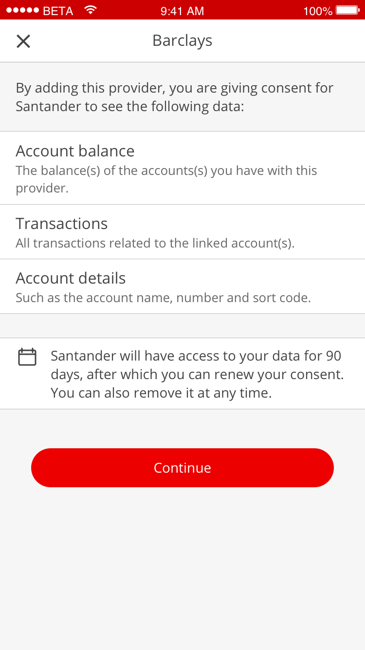 Linking external accounts with Open Banking | Santander UK