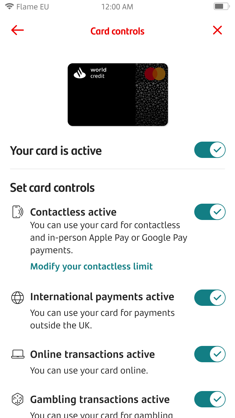Set Card Controls Set Card Controls